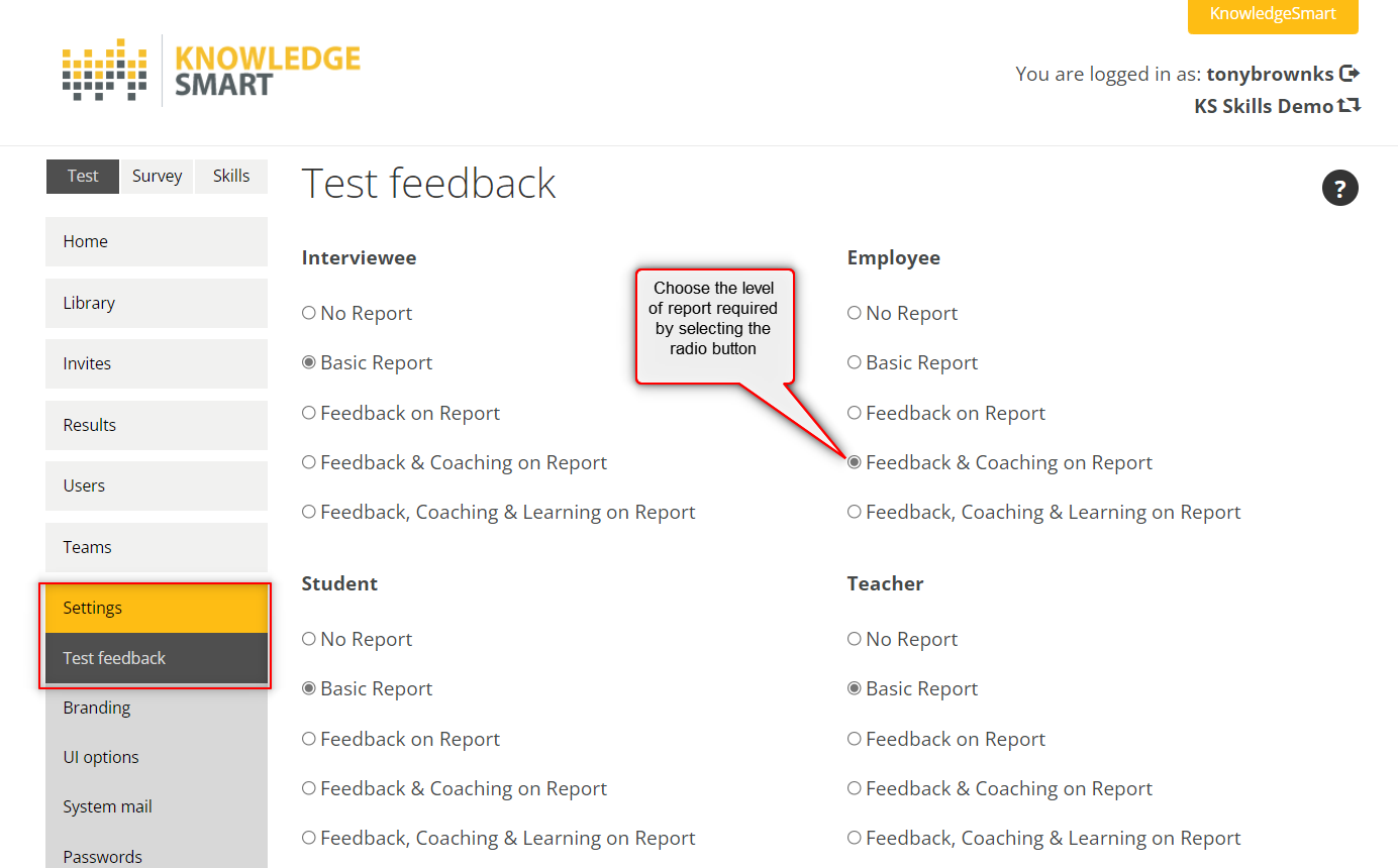 How to change Skills assessment feedback settings – Eagle Point Software