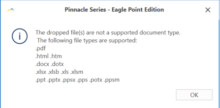 Unable to import a file into Pinnacle Series – Eagle Point Software