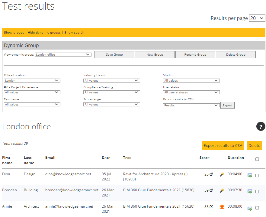 Viewing and filtering KnowledgeSmart Skills assessment results data ...